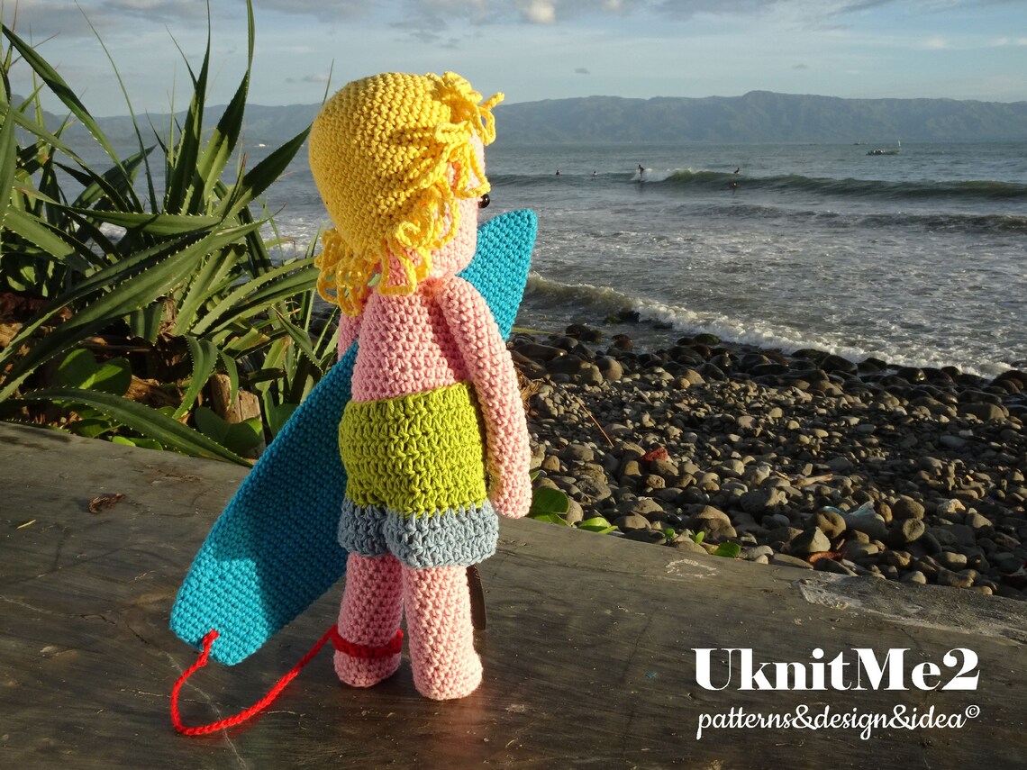 Surfer Amigurumi Crochet Doll Pattern Surfer Girl Surfing | Etsy