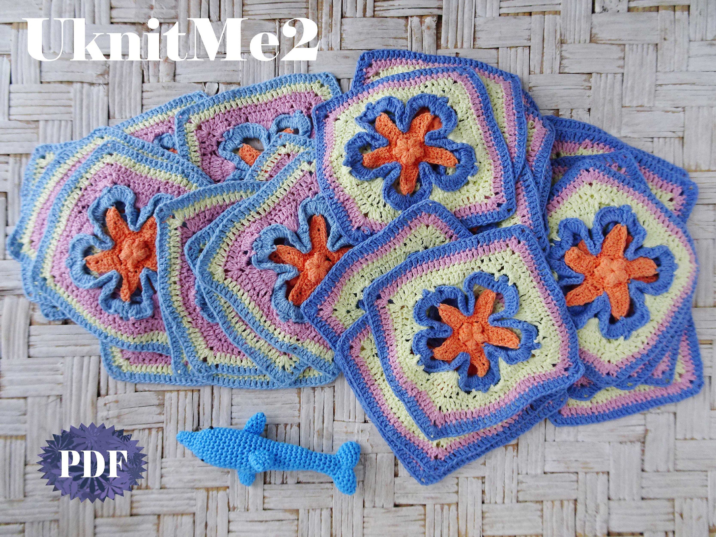 Granny Square Crochet Pattern Starfish Blanket Star Fish Motif Crib ...