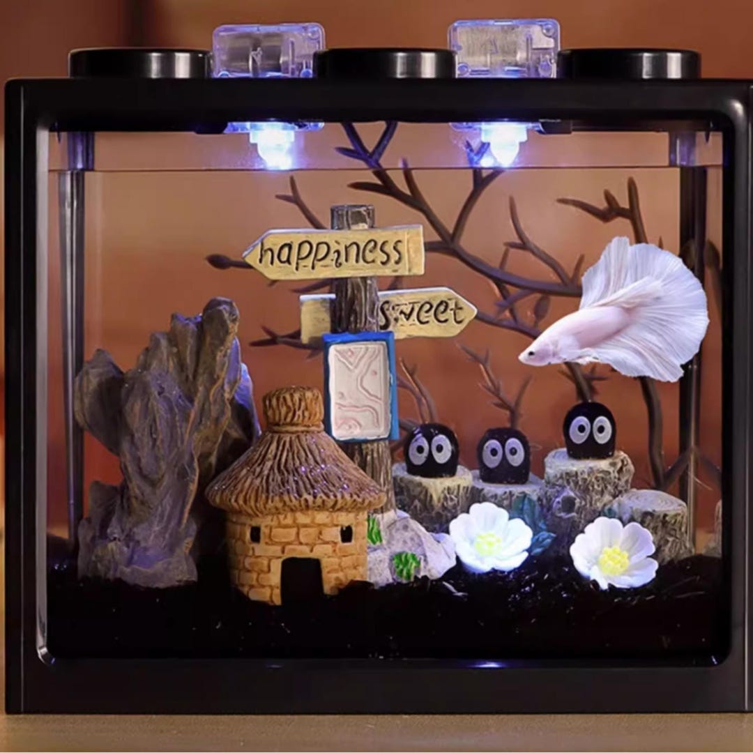 Halloween Mini Aquarium Box, Acrylic Block Fish Tank, Spooky Style Fish ...