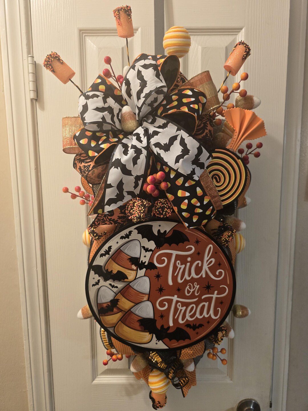 Candy Corn Trick-or-treat Swag – Halloween Door Swag, Candy Corn Decor ...