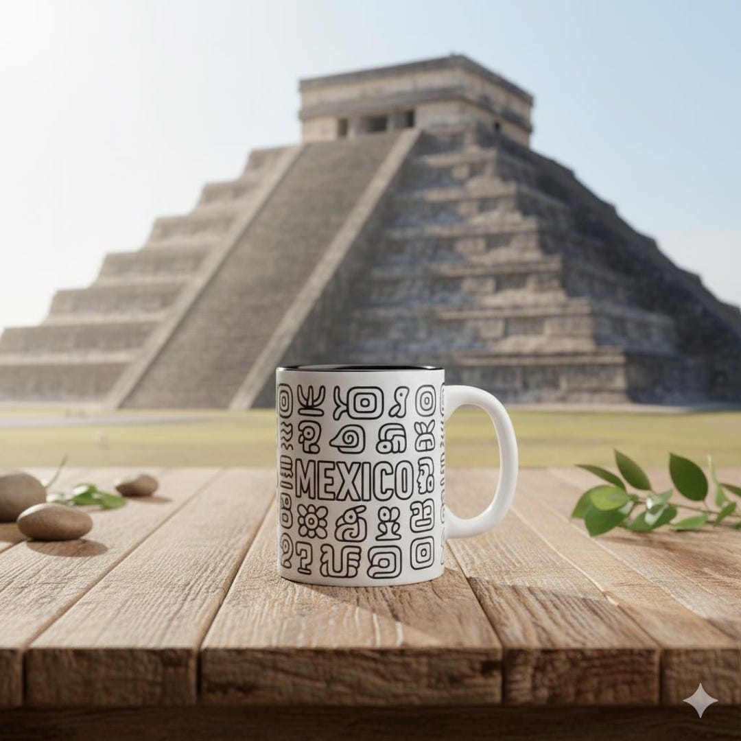 Mexico Mug: Aztec Mayan Symbols, Heritage Coffee Cup - Etsy
