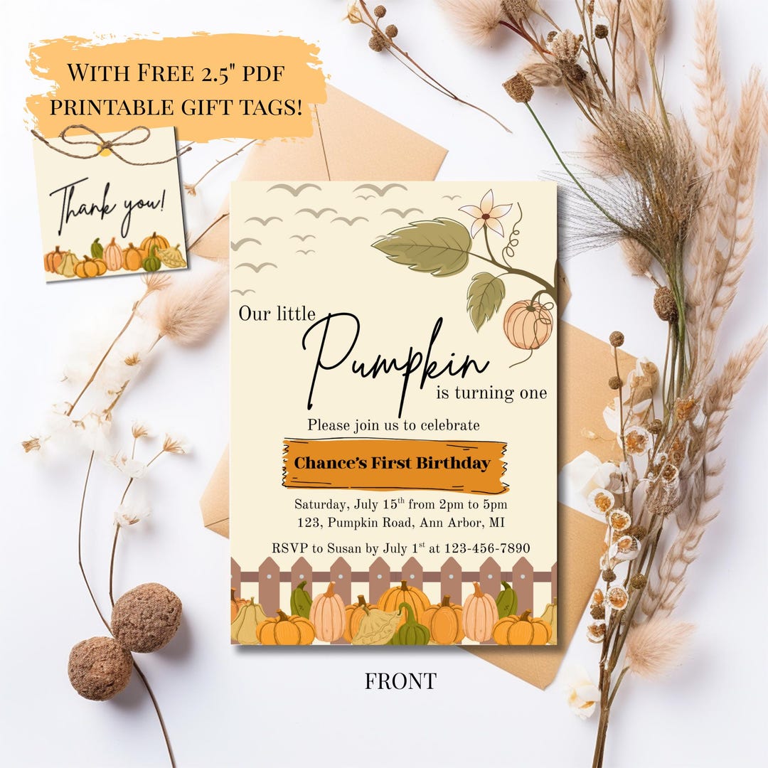 Warm Cozy Little Pumpkin Birthday Invitation: Autumn/fall Theme ...