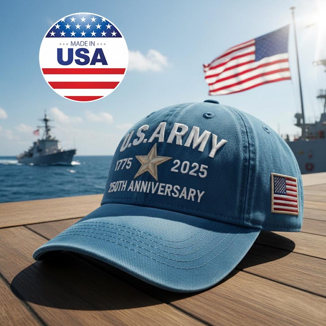 Custom Name U.S. Army 250th Anniversary Hat 1775–2025 Blue Embroidered ...