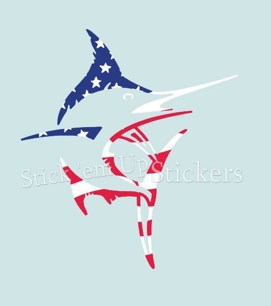 American Flag Marlin Decal Sticker - Etsy