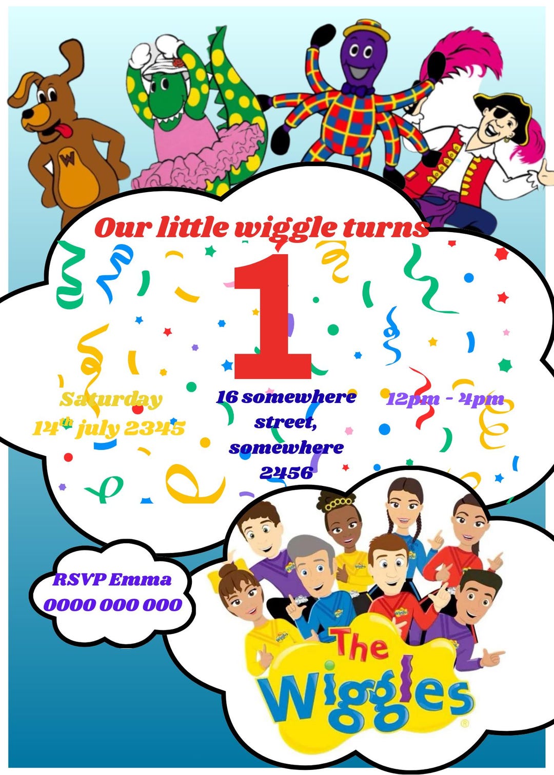 1st Wiggle Birthday Party Invitation - Digital Download - Editable - Etsy