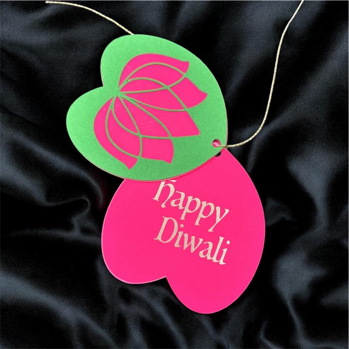 Set of 5 Happy Diwali Gift Tags – Lotus Leaf Design | Festival Gift ...