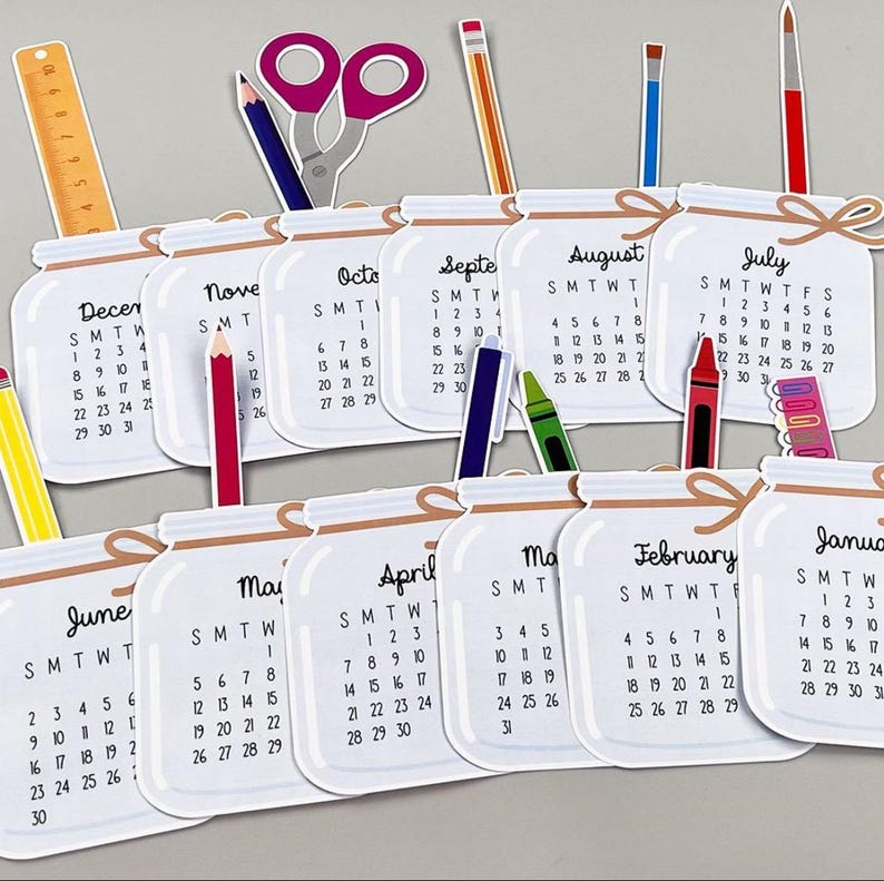 Mason Jar Desk Calendar 2026 – Cute Teacher Gift | 12-month Calendar ...
