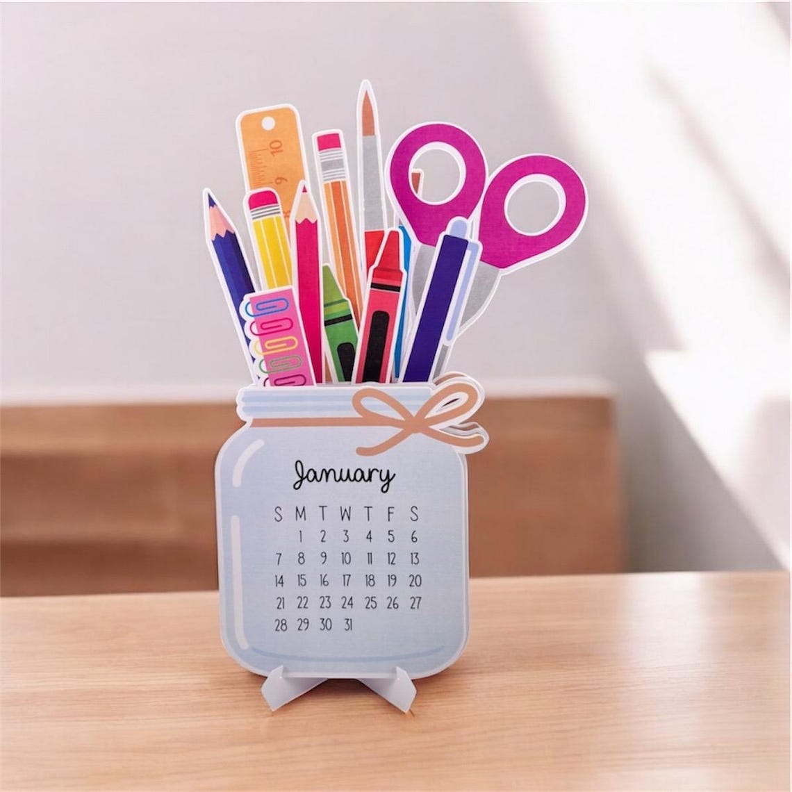 Mason Jar Desk Calendar 2026 – Cute Teacher Gift | 12-month Calendar ...