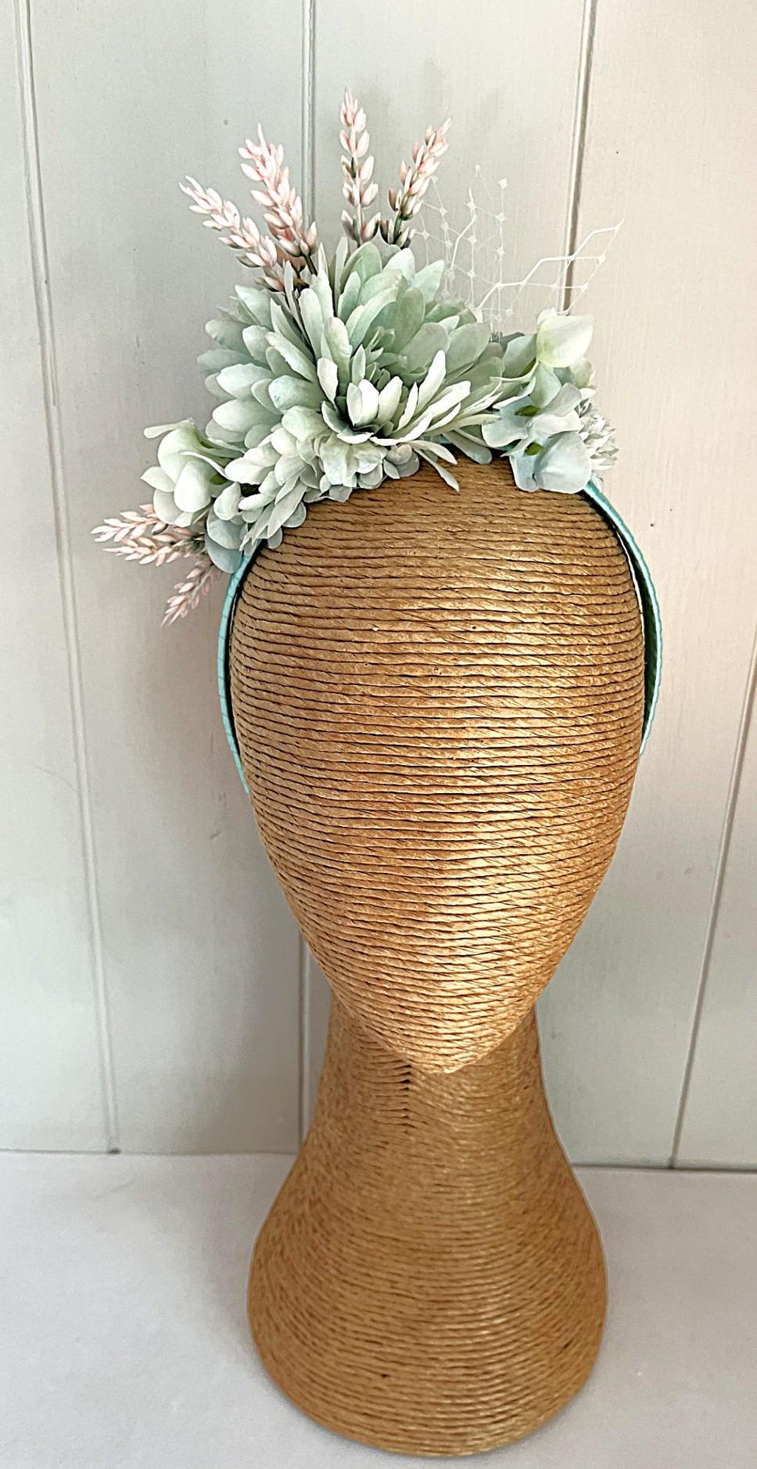Pink & Mint Green Race Day Flower Crown Melbourne Cup Fascinator Spring ...