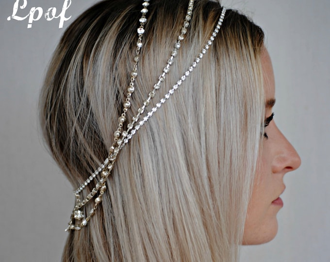 Bridal Headpiece Wedding Headpiece Headpiece Head Jewelry Chain Head ...