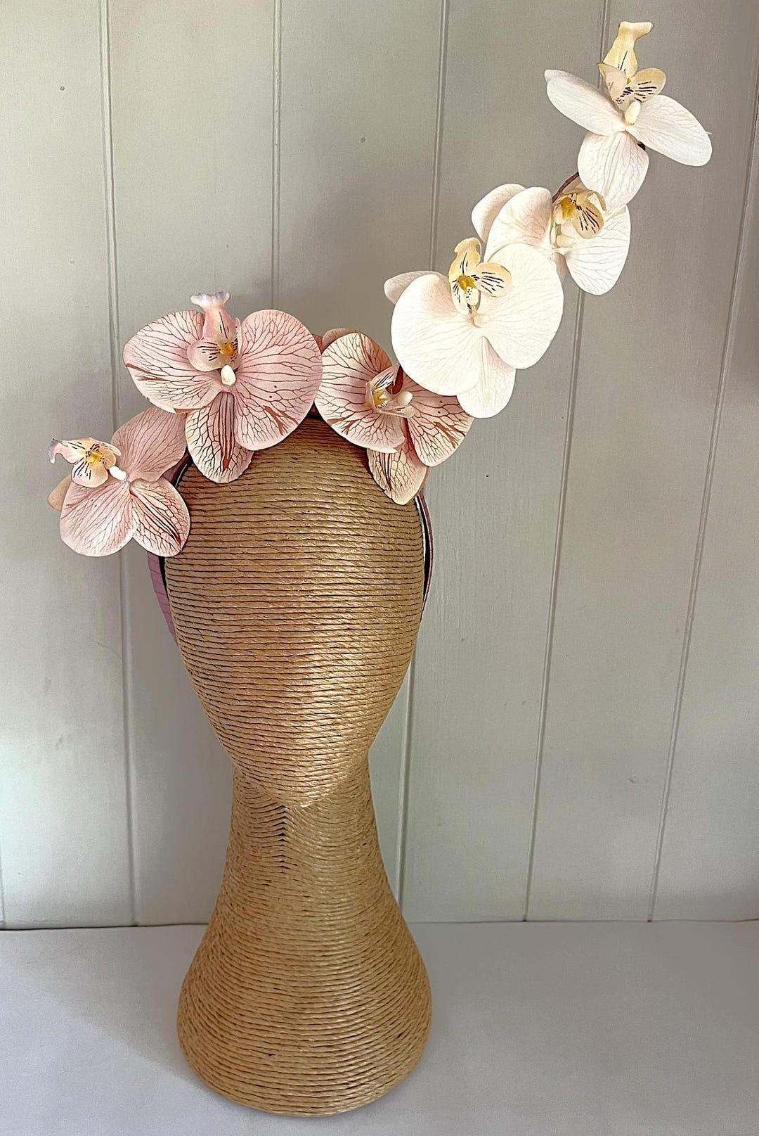 Blush & Ivory Champagne Spring Racing Orchid Flower Fascinator ...