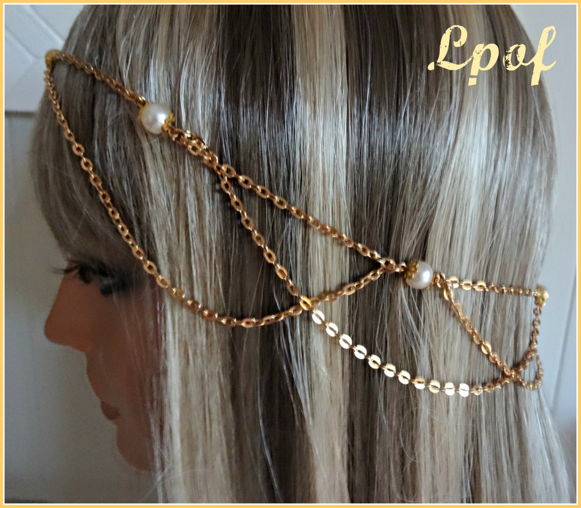 Rose Gold Bridal Headpiece Head Piece Hair Jewelry Chain | Etsy Australia