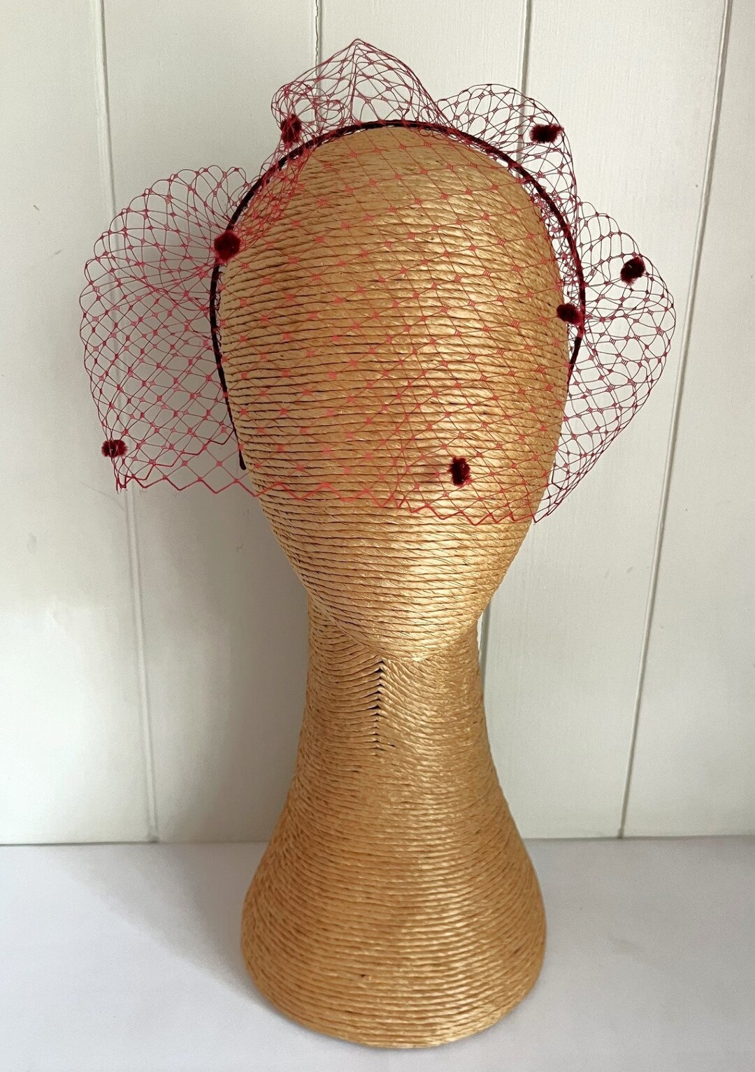 Maroon Veil Fascinator Burgandy Veil Fascinator Maroon Face Veil ...