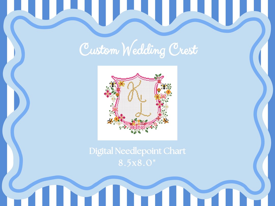Custom Needlepoint Wedding Crest | Digital Needlepoint Chart | Ring ...