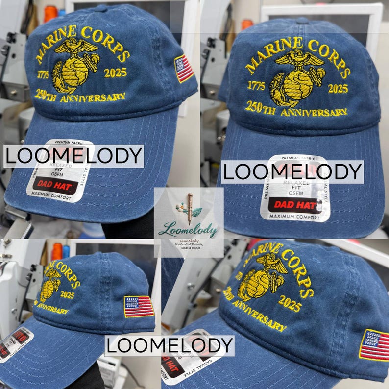 Custom Name U.S. Marine Corps 250th Anniversary Hat – Embroidered ...