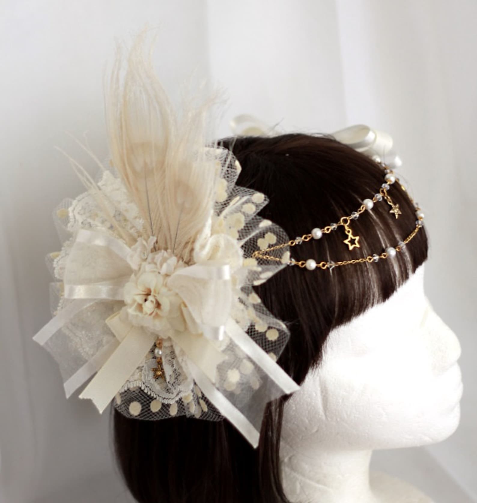 Ivory Peacock Headress - Etsy