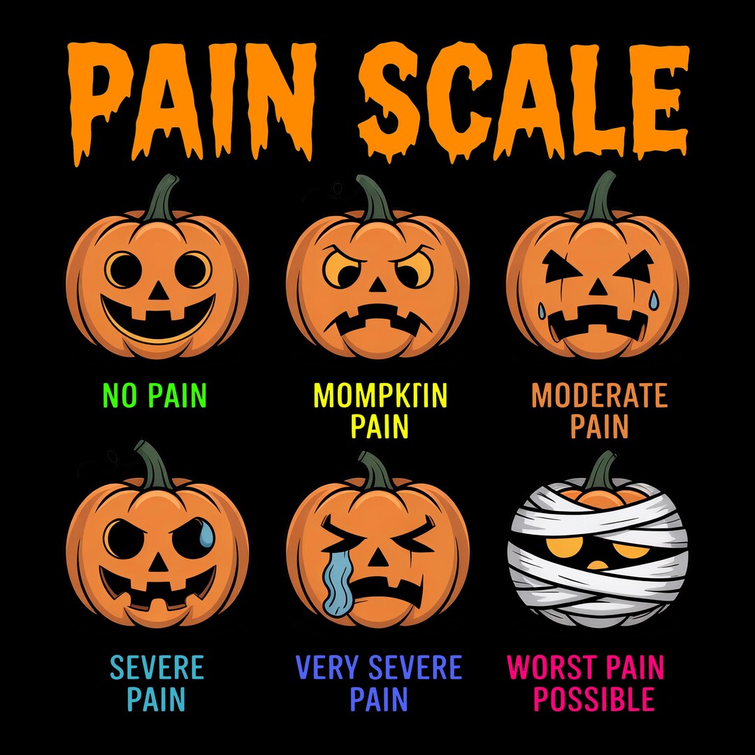 Halloween Pain Scale PNG – Funny Pumpkin Faces Digital , Spooky Meme ...