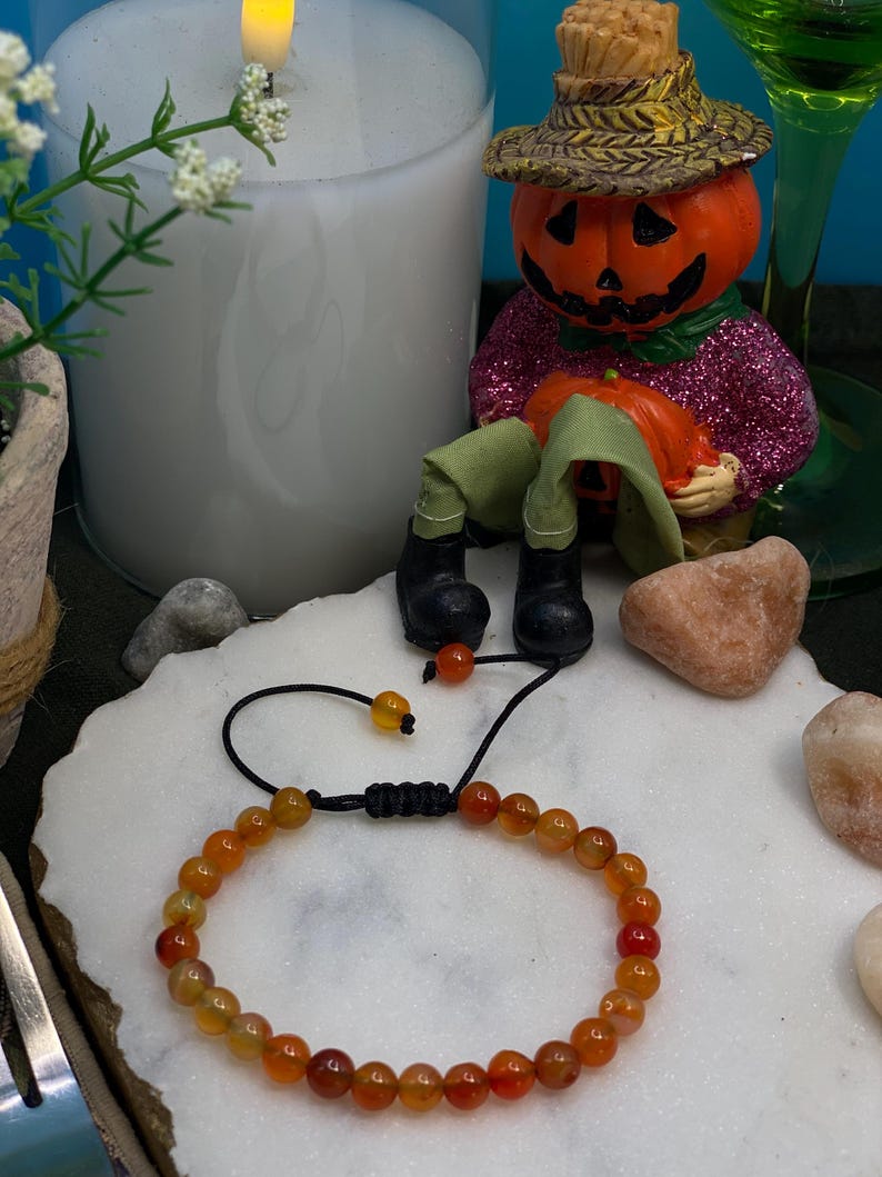 Fall Halloween Bracelet | Onyx, Jade, Citrine, Bumble Bee & Fire Agate ...