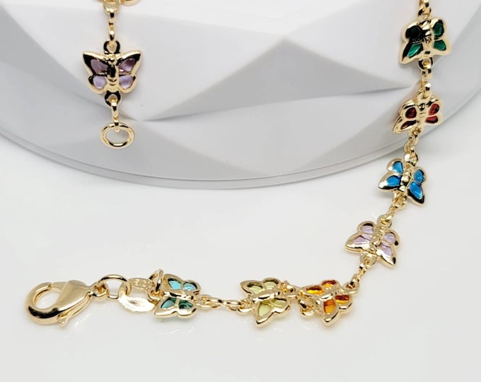 18K Gold Butterfly Anklet, Nature Jewelry, Good Luck Charm - Etsy