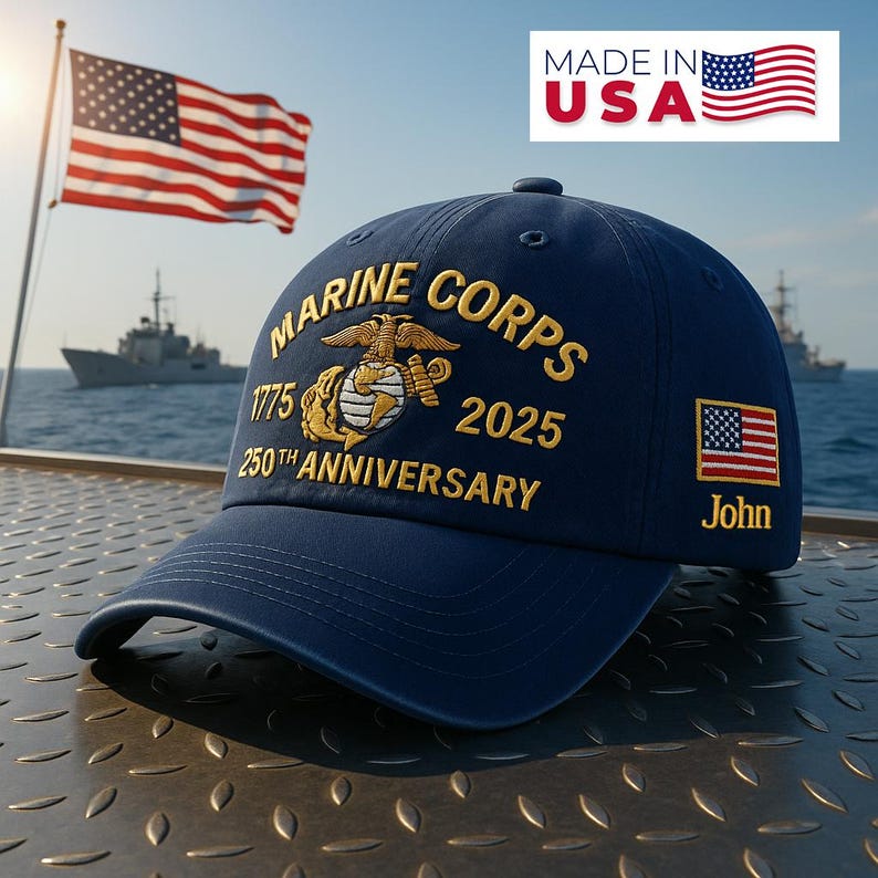 Custom Name US Marine Corps 250th Anniversary Hat 1775–2025 Embroidered ...