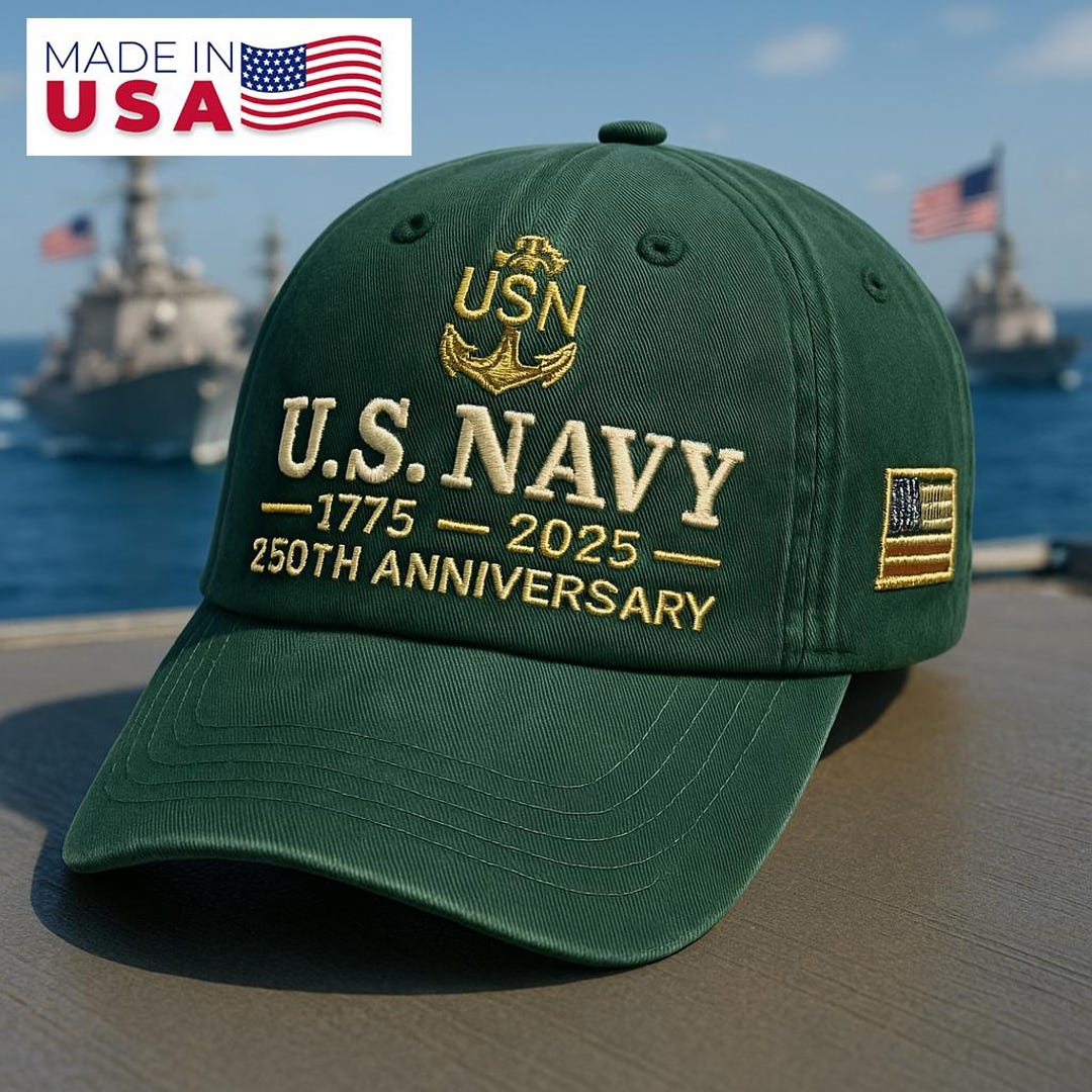 Custom Name US Navy 250th Anniversary Hat 1775–2025 Embroidered ...