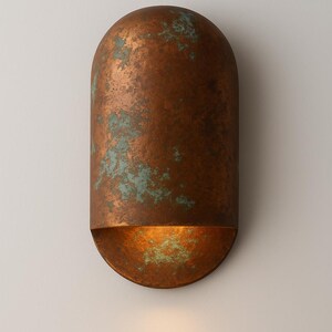 Patina Copper Wall Sconce, Rustic Farmhouse Lighting - Etsy