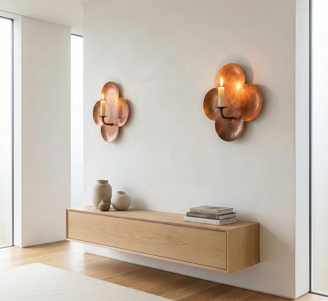 Copper Candle Holder, Wall Candlestick Handler, Wall Sconce - Etsy
