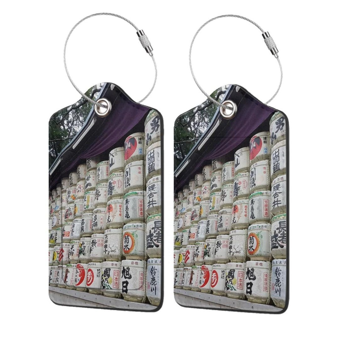 Customizable Japanese Sake Barrel Luggage Tag: Faux Leather Travel Bag ...