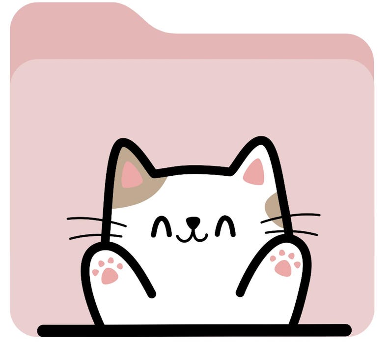 Kawaii Cat Folder Icons + Wallpapers | Cozy Mac Desktop (digital ...