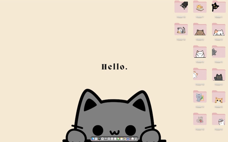 Kawaii Cat Folder Icons + Wallpapers | Cozy Mac Desktop (digital ...