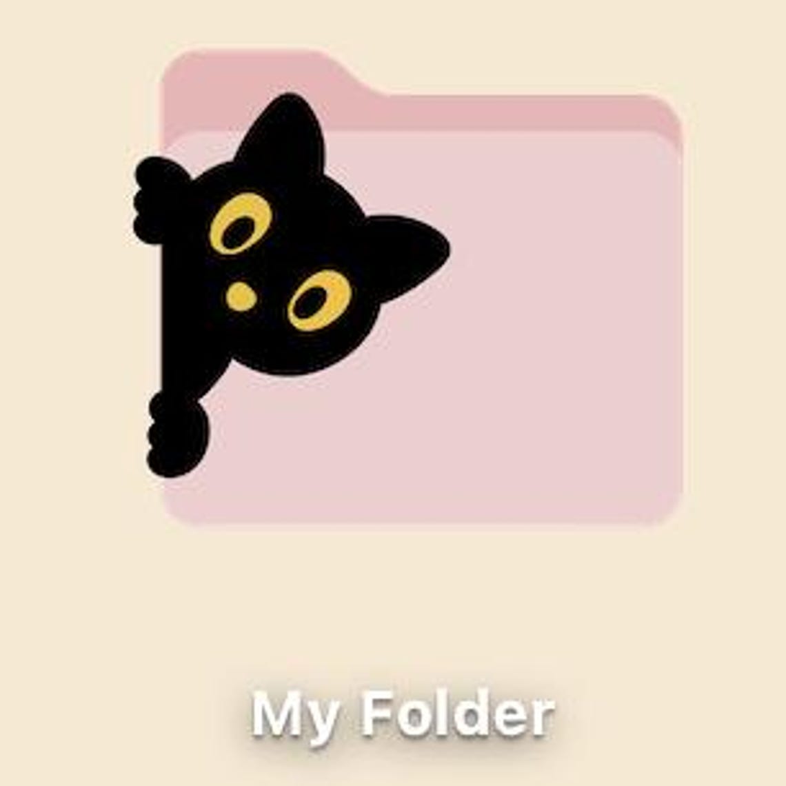 Peek-a-boo Black Cat Folder Icon | Cute Mac Desktop (digital Download ...