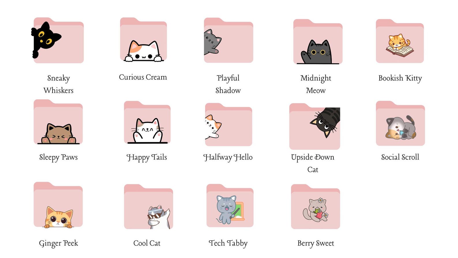 Kawaii Cat Folder Icons + Wallpapers | Cozy Mac Desktop (digital ...