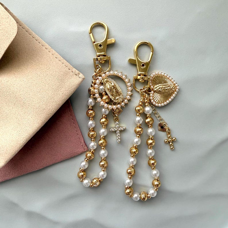 Personalized Cross Virgin Mary Charm Keychain,baptism Gifts Religious ...