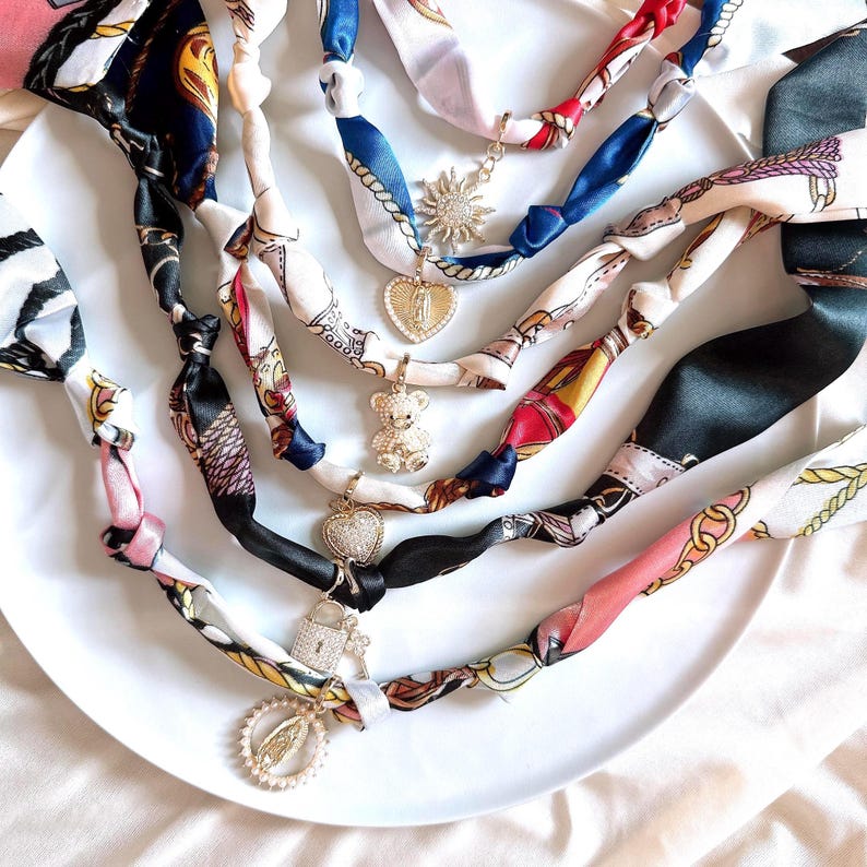 Bandana Necklace, Custom Charm Scarf Necklace Design Your Own Bandana ...