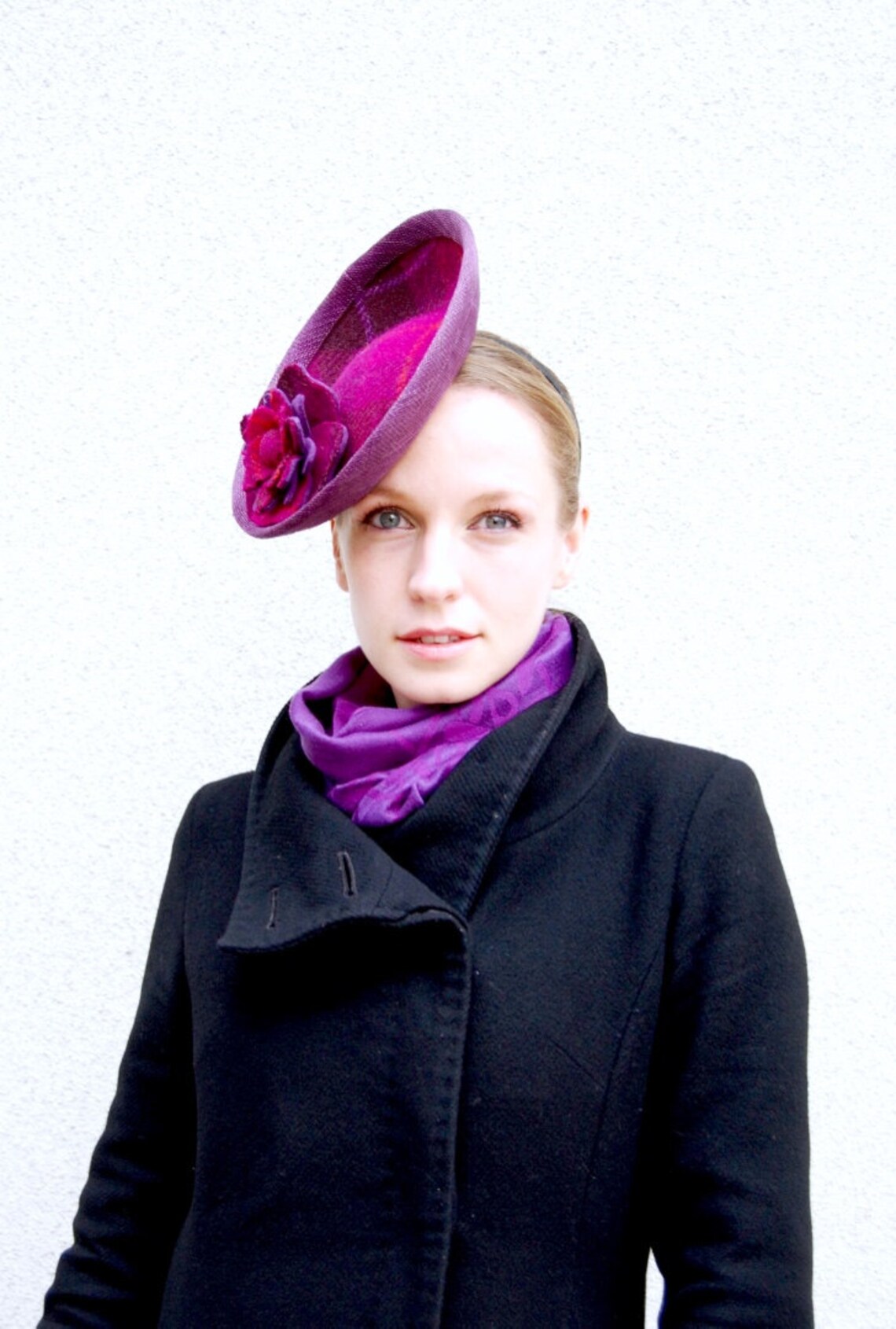 Pink Check Harris Tweed Saucer Brimmed Fascinator Race Hat - Etsy