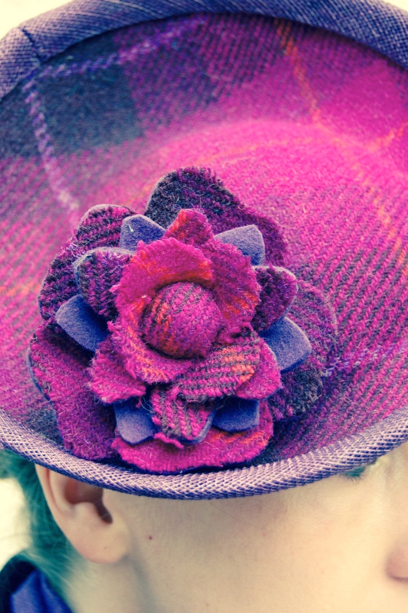 Pink Check Harris Tweed Saucer Brimmed Fascinator Race Hat - Etsy