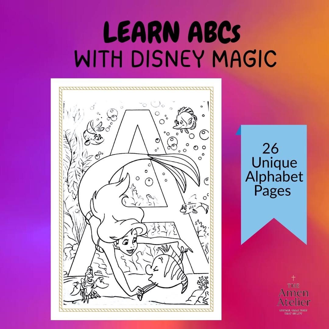 Disney Alphabet Coloring Book for Kids (A4 PDF) - Etsy