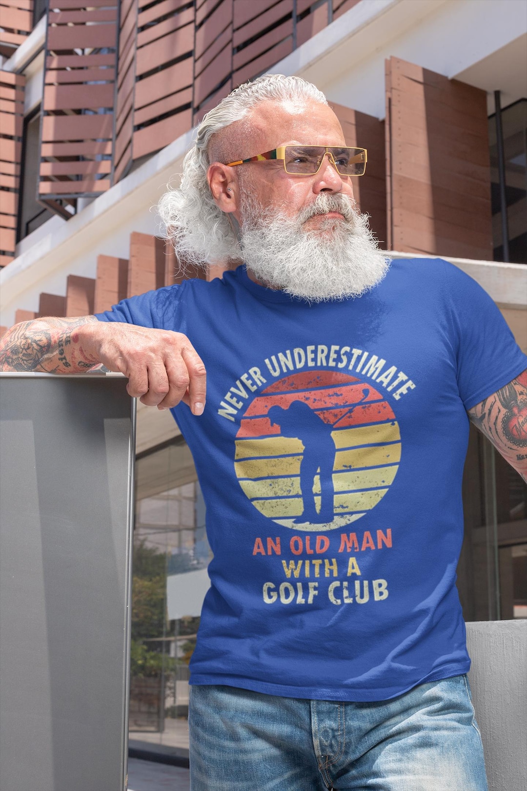 Retro Old Man Golf Silhouette 50th 60th 70th Birthday Golf Lover Tee - Etsy