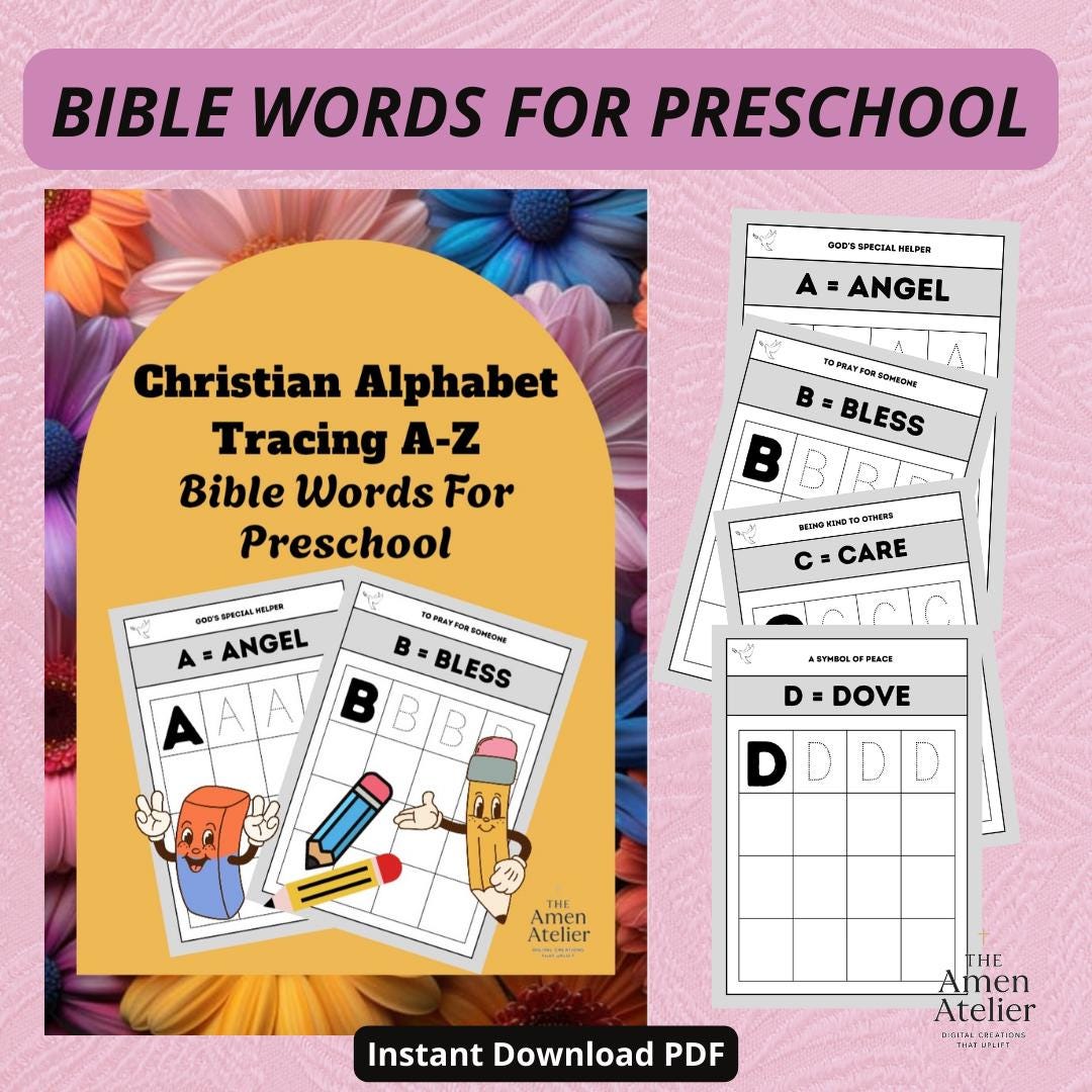 Christian Alphabet Tracing Worksheets: Bible-based Preschool Activity ...