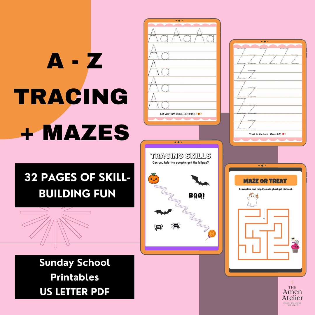 Halloween Alphabet Tracing Workbook: Mazes & Writing Skills (US Letter ...