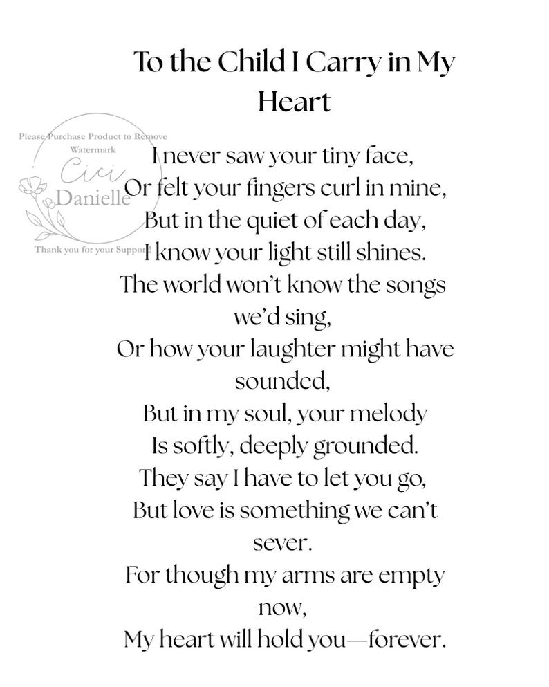 Infant Loss Miscarriage Stillbirth Poem Digital Download | Printable ...
