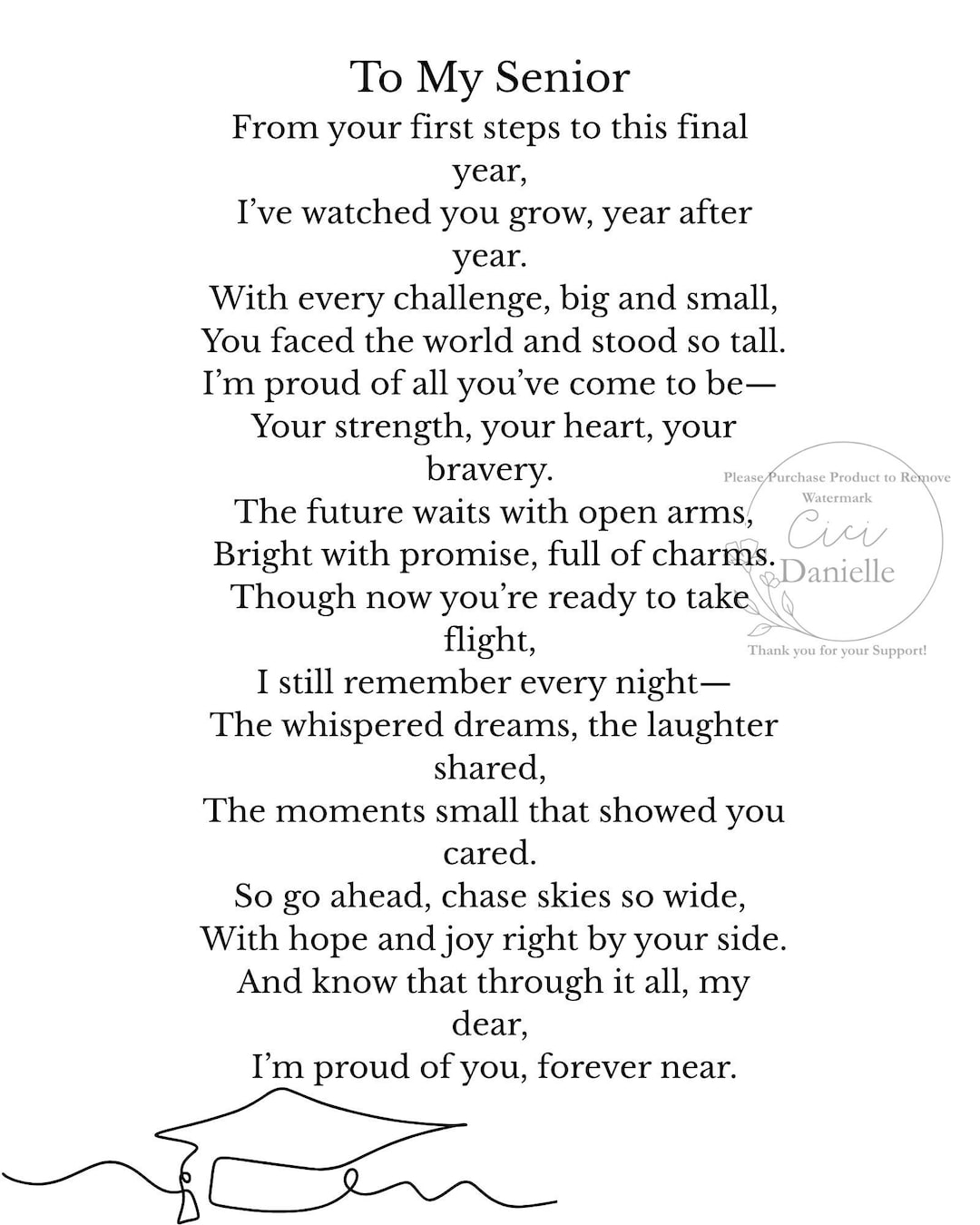 Senior Year Poem Gift: Parent to Child Keepsake (digital Download ...