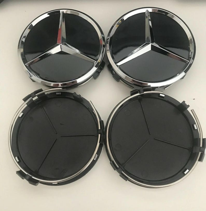 Set of 4 Logo 75mm Mercedes Emblem Rim Hub Cover Wheel Center Badge ...
