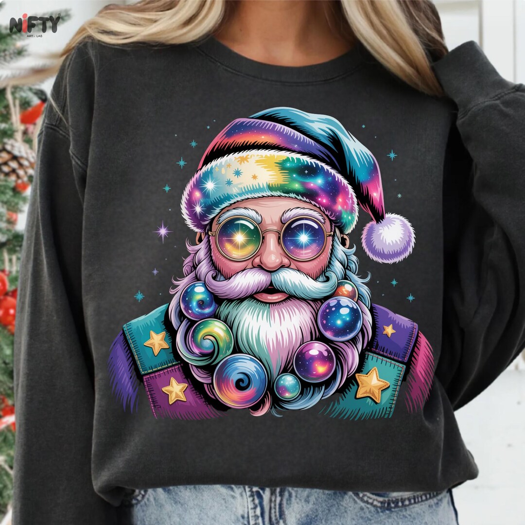 Retro Cosmic Santa PNG, Xmas Shirt Design (digital Download) - Etsy