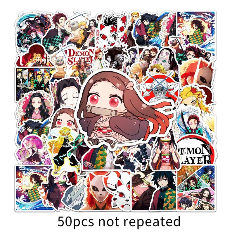 50pcs-waterproof Demon Slayer Stickers | Tanjiro Nezuko Zenitsu Inosuke ...