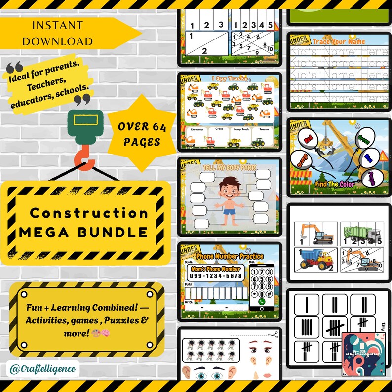 Construction Busy Book: Toddler Learning Binder (PDF Pattern) - Etsy