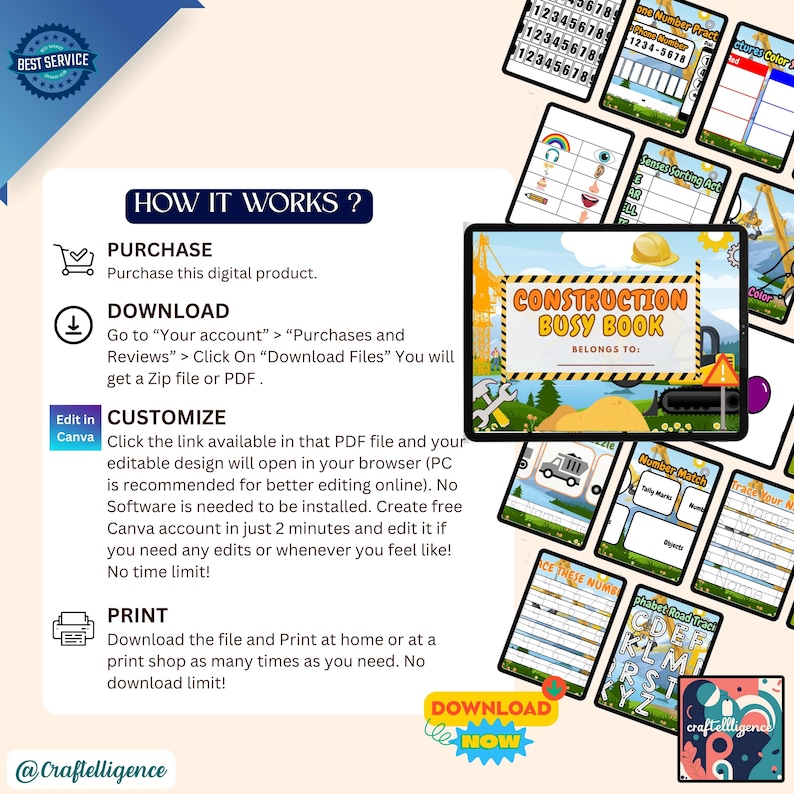 Construction Busy Book: Toddler Learning Binder (PDF Pattern) - Etsy