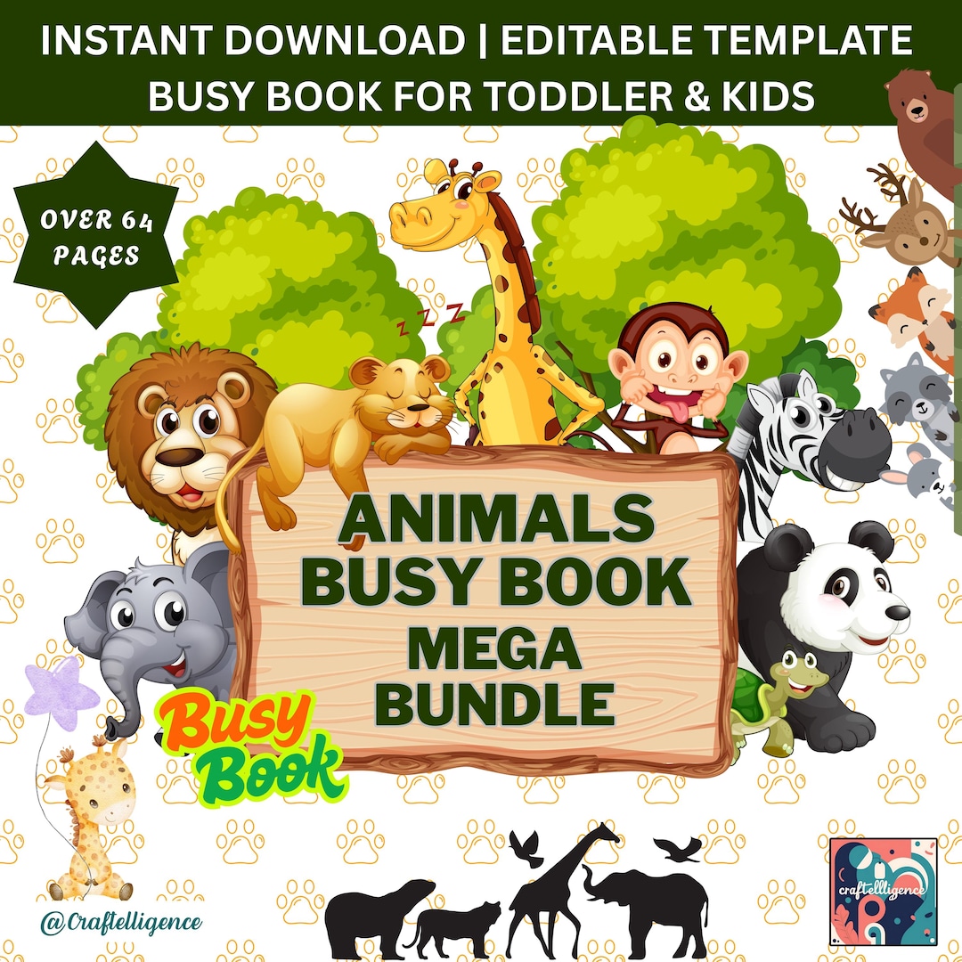 Animal Busy Book: Toddler Learning Activity Binder (digital Download ...