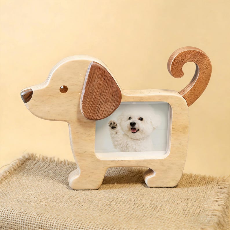 Wooden Cat & Dog Photo Frame, 3x4 Pet Picture Holder, Cute Animal Desk ...