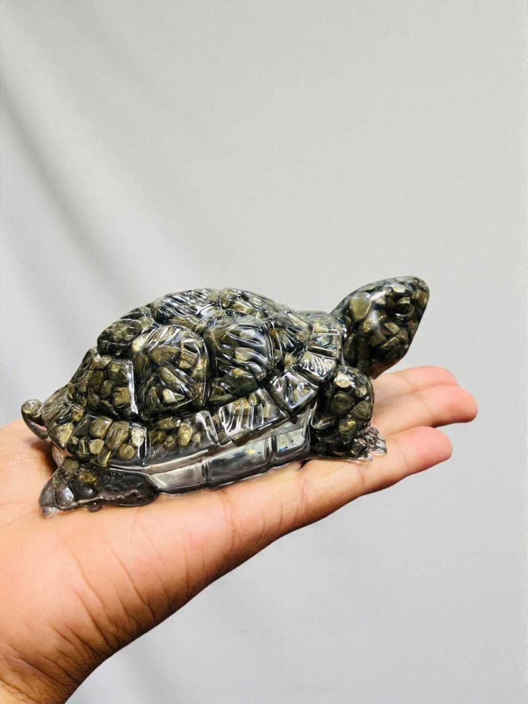 Large Pyrite Orgone Crystal Turtle | Wealth & Protection Figurine ...